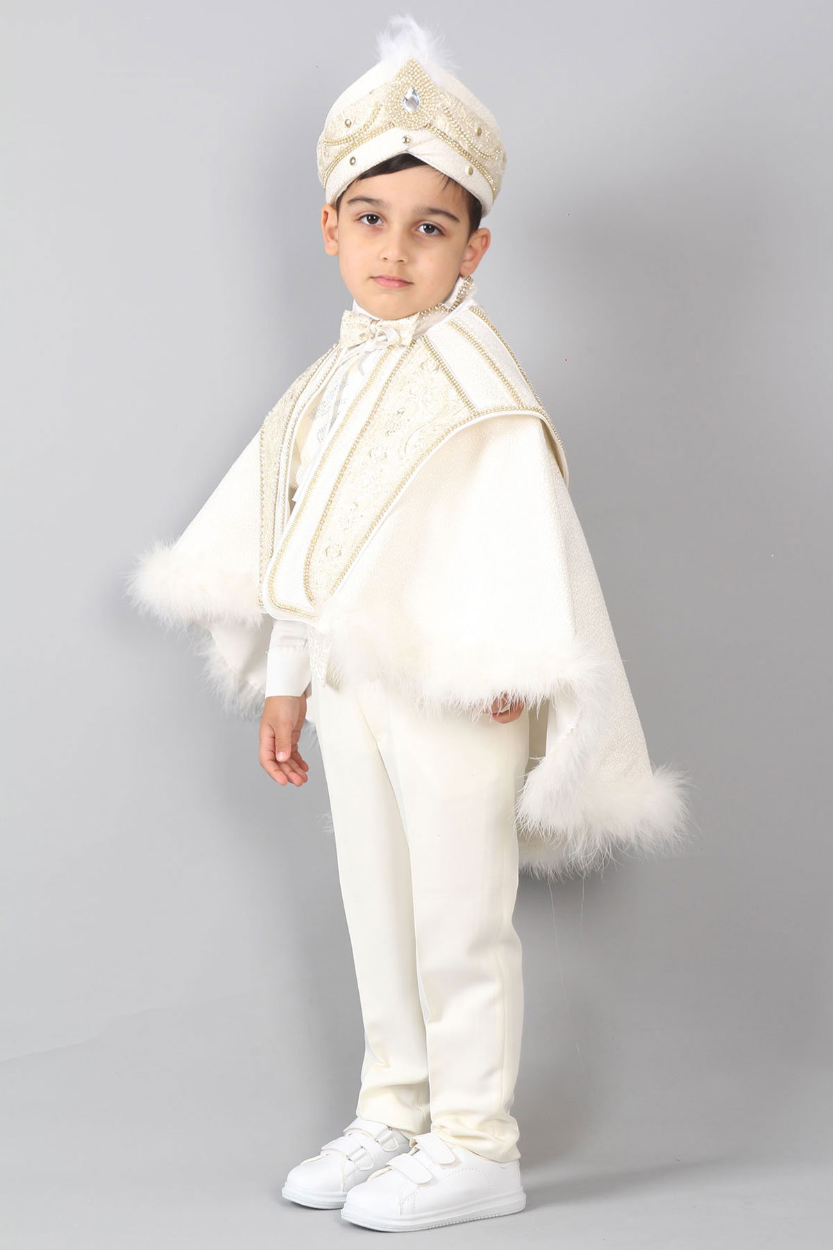 Can Pelerinli Sünnet Kıyafeti Krem Altın - 2046